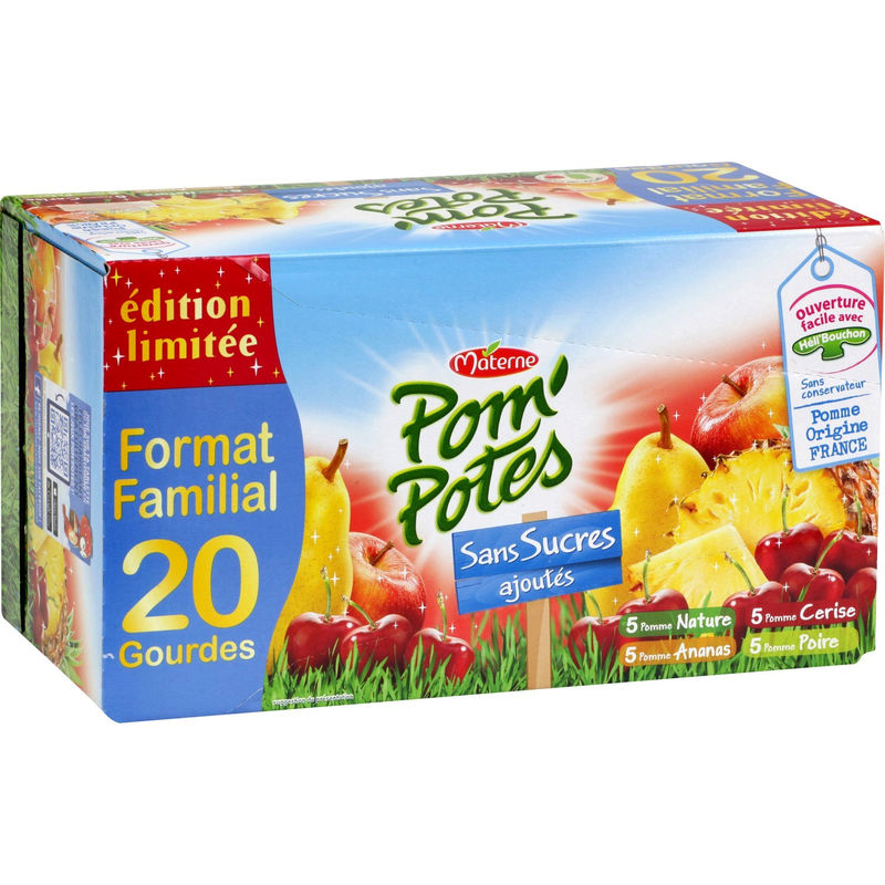 Grossiste Compote pomme nature 48x90g - POM POTES
