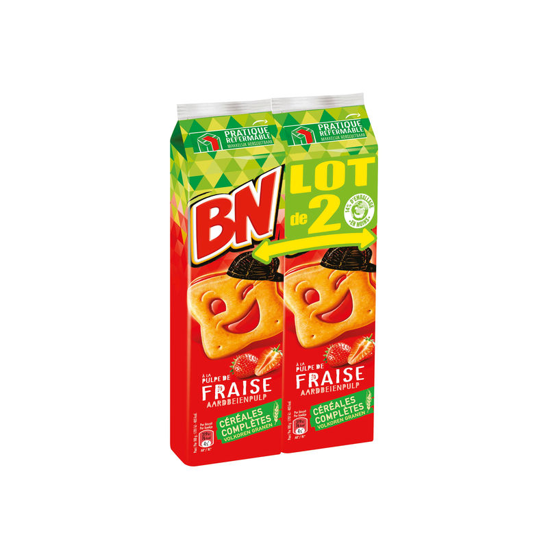 Grossiste Biscuits aux céréales complètes fourré fraise 2x295g - BN