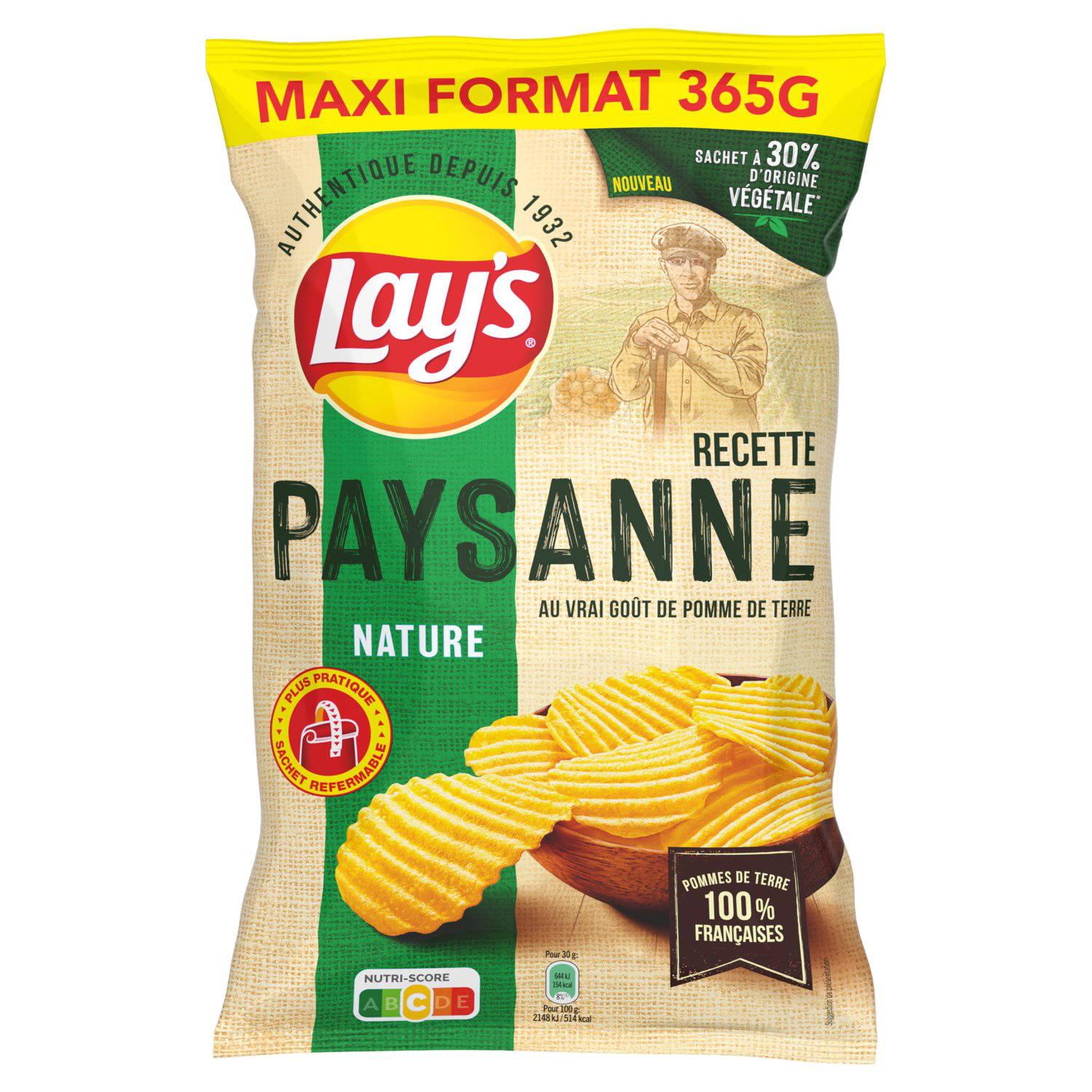Grossiste Chips Recette Paysanne Nature Maxi, 365g - LAY'S