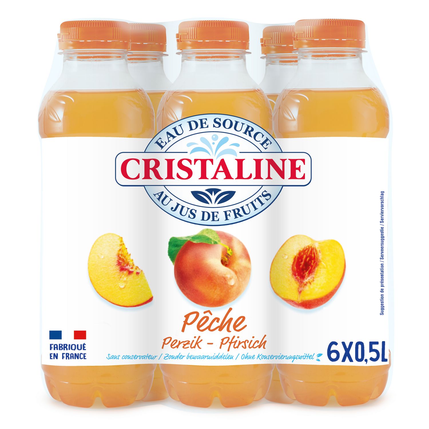 Spring Water With Peach Flavored Fruit Juice 6x50cl - Cristaline wholesaler