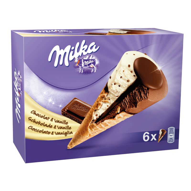 Glace cônes chocolat & vanille x6 405g - MILKAの卸売業者