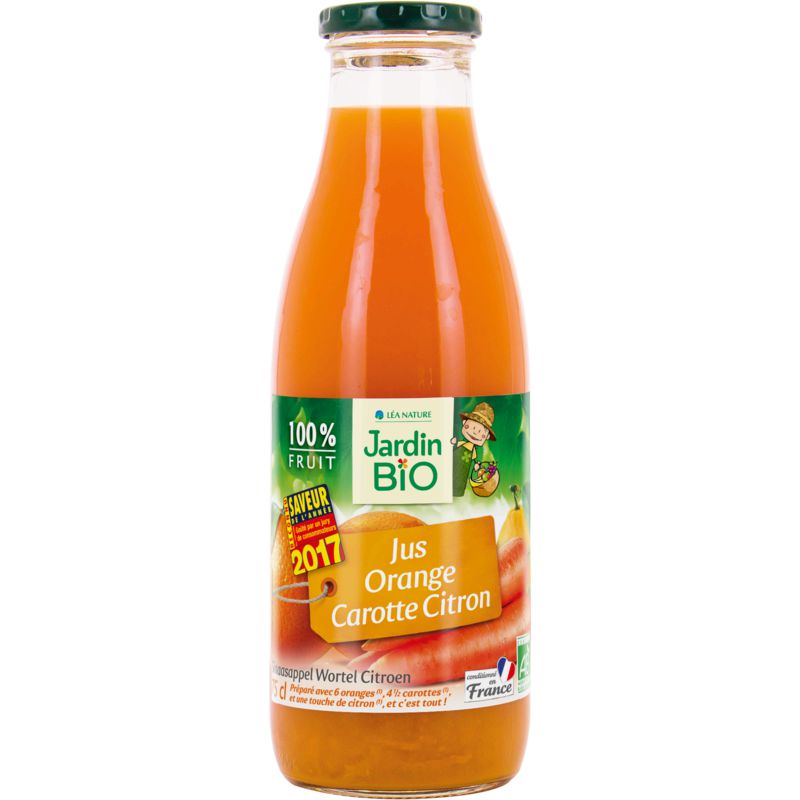 Grossiste Jus orange, carotte, citron Bio 75cl - JARDIN Bio