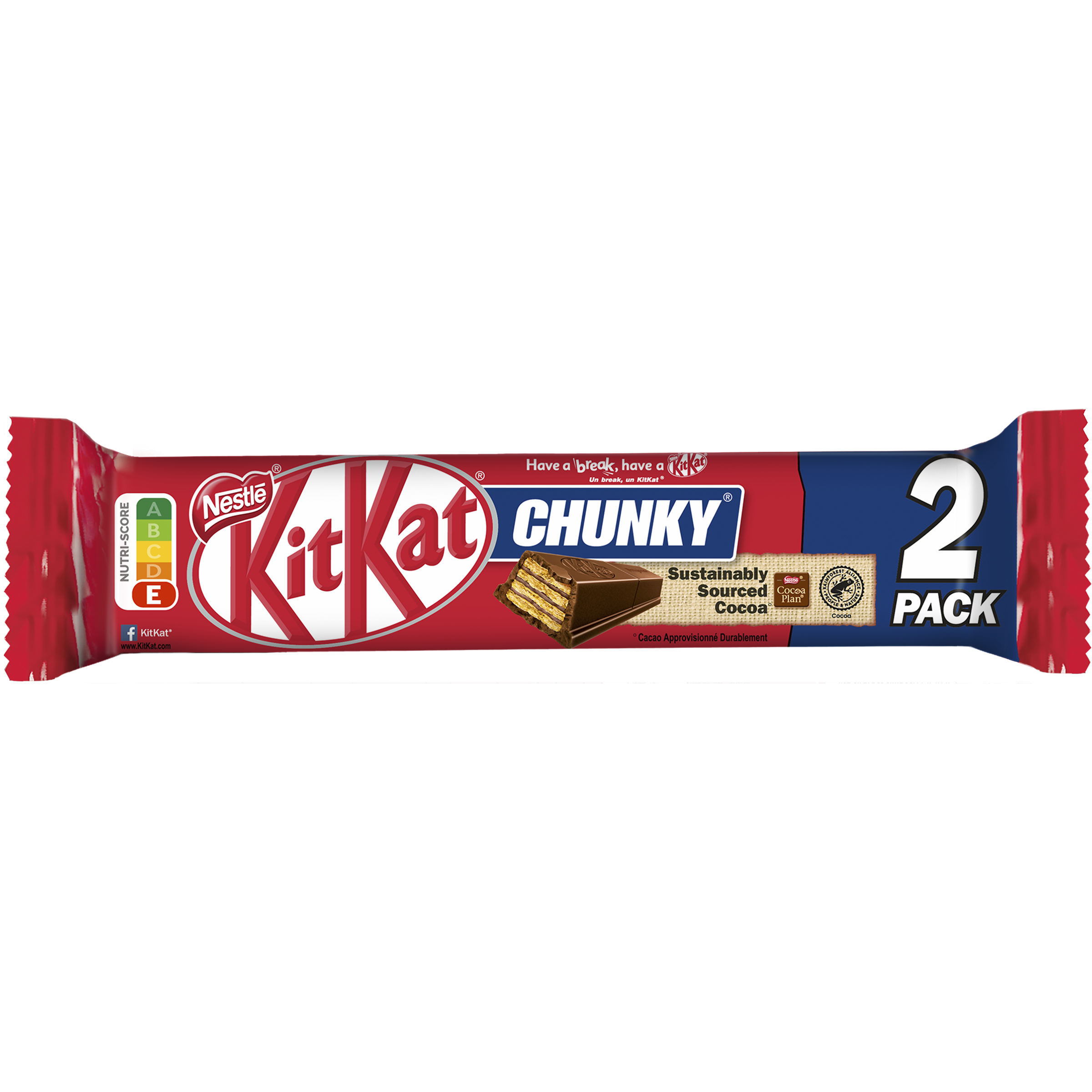 Grossiste Barres Chocolatées Au Chocolat Au Lait Chunky Duo 64g - KIT KAT