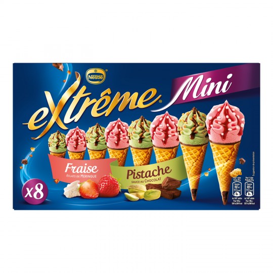 Grossiste Mini glace fraise & pistache extrême x8 - NESTLE