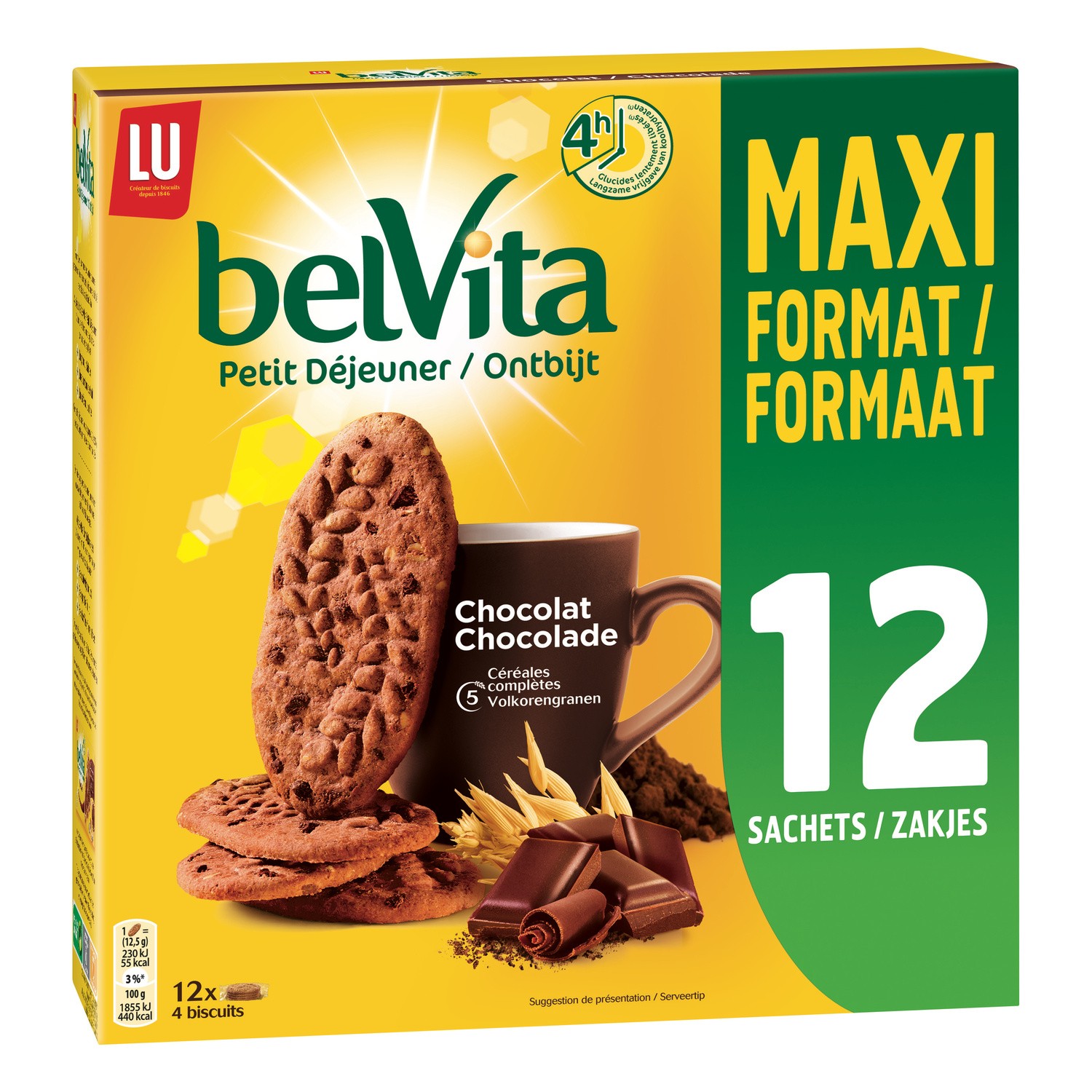 Grossiste Biscuits petit déjeuner familiale chocolat 600 g - BELVITA