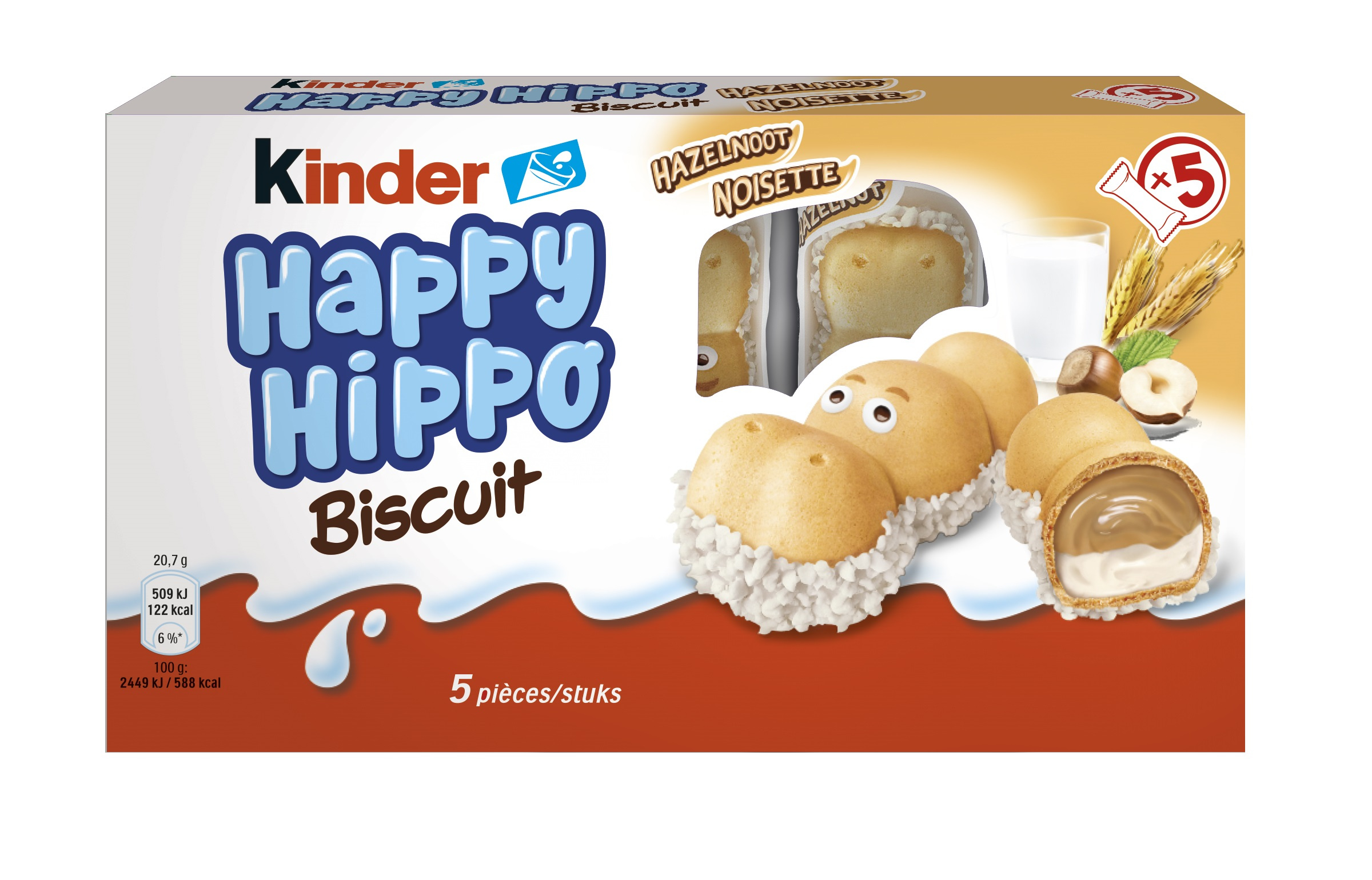 Kinder Happy Hippo Milk and Hazelnut Biscuits - KINDER wholesaler