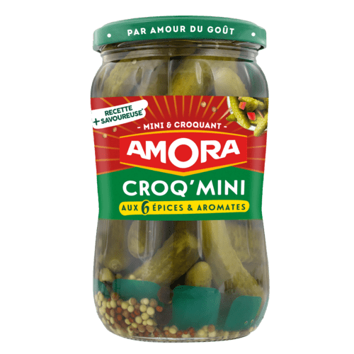 Grossiste Cornichons Croq'mini aux 6 Épices, 205g - AMORA