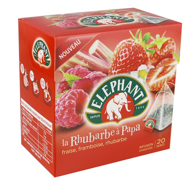 Infusion fraise, framboise, rhubarbe x20 38g - ELEPHANT wholesaler
